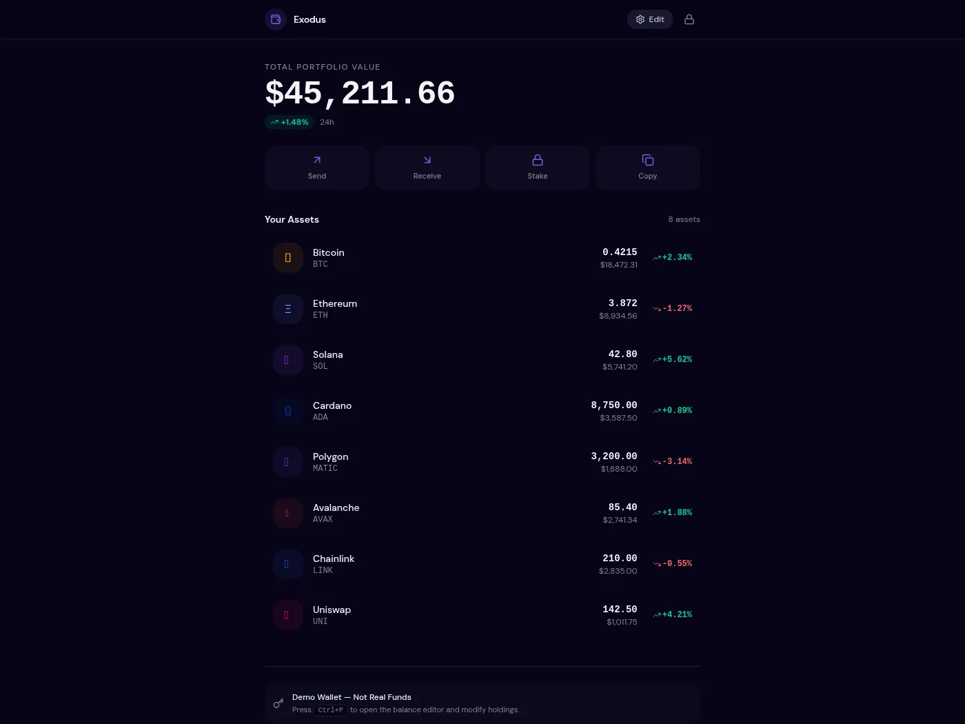 Exodus Wallet Simulator