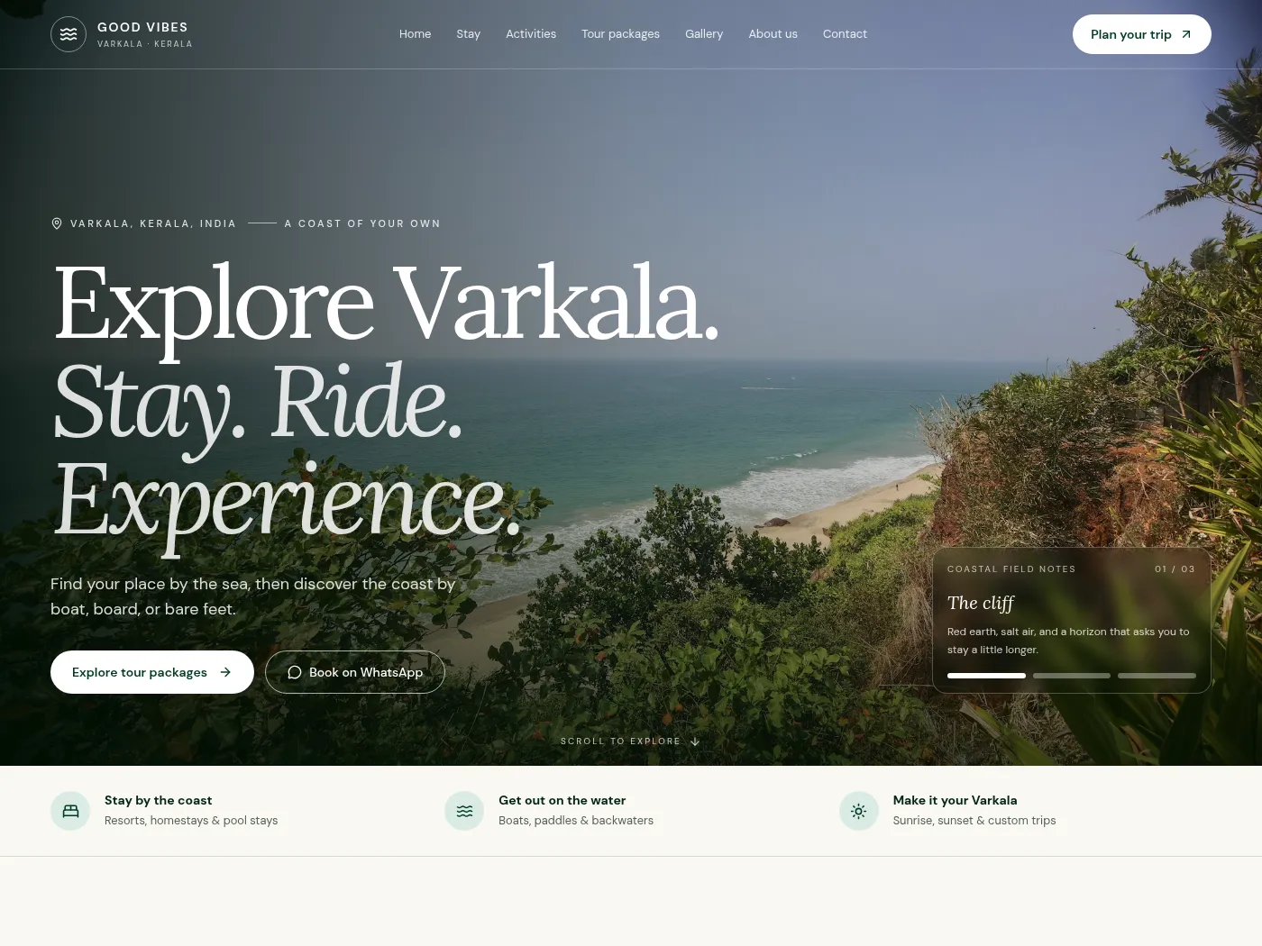 Varkala Coastal Tours Website