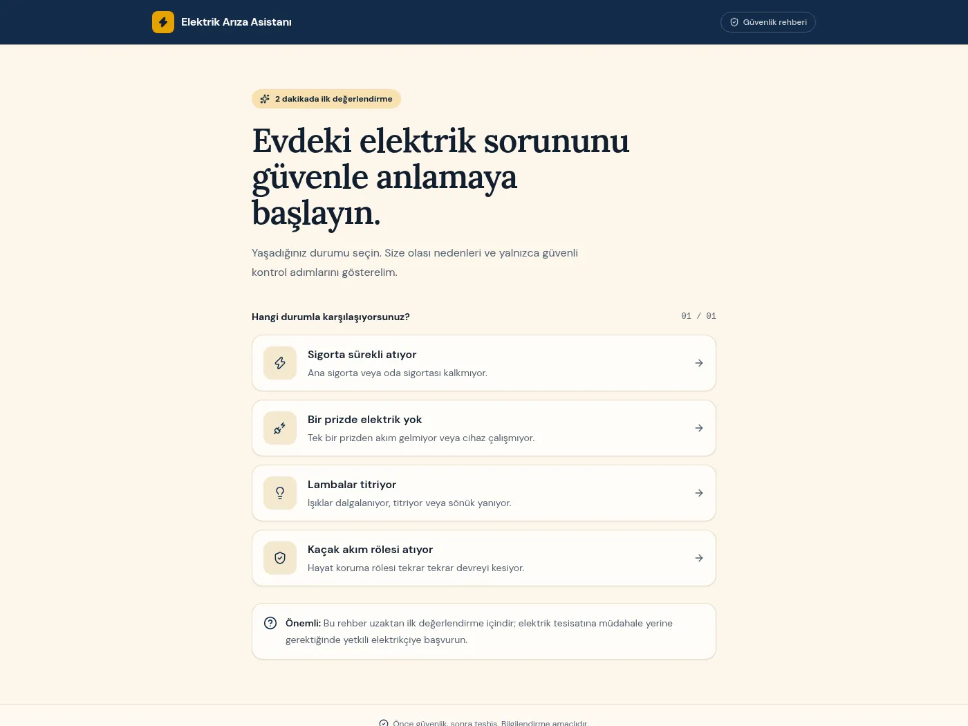 Elektrik Arıza Asistanı