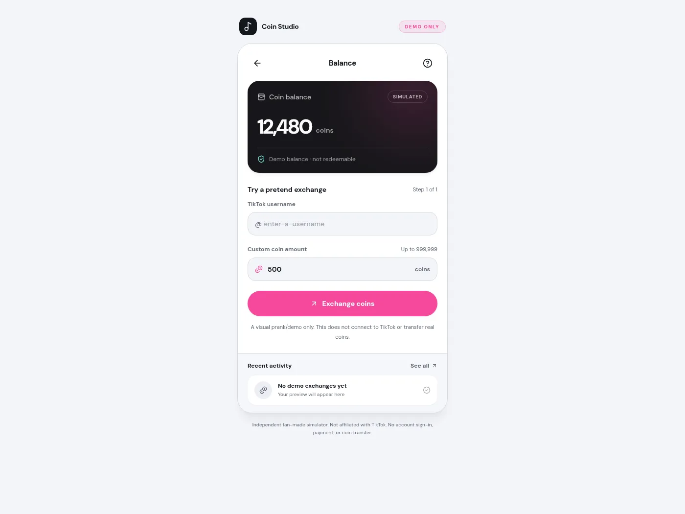 TikTok Coins Prank Sim