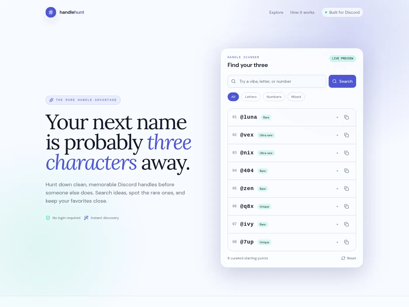 Discord 3-Letter Finder