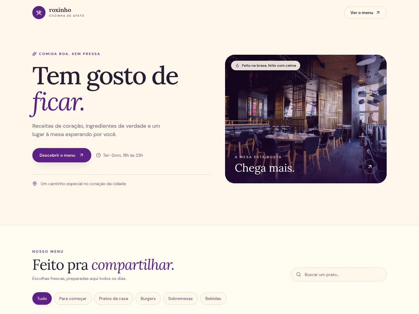 Roxinho Custom Menu