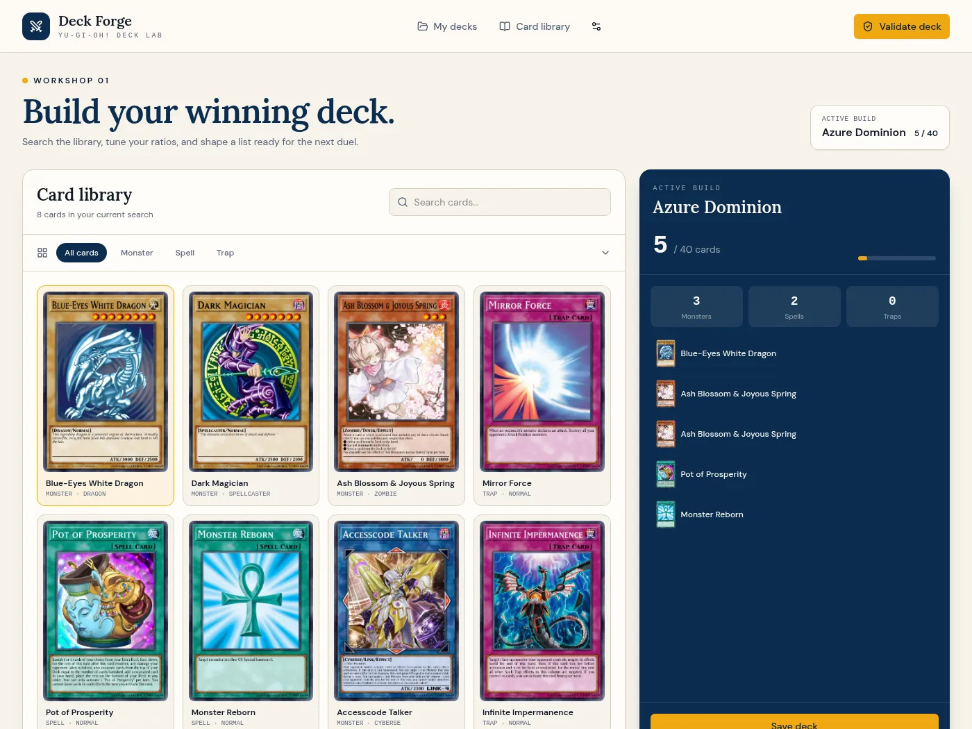 YuGiOh Deck Forge