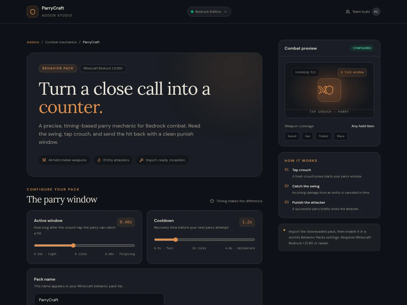 ParryCraft Addon