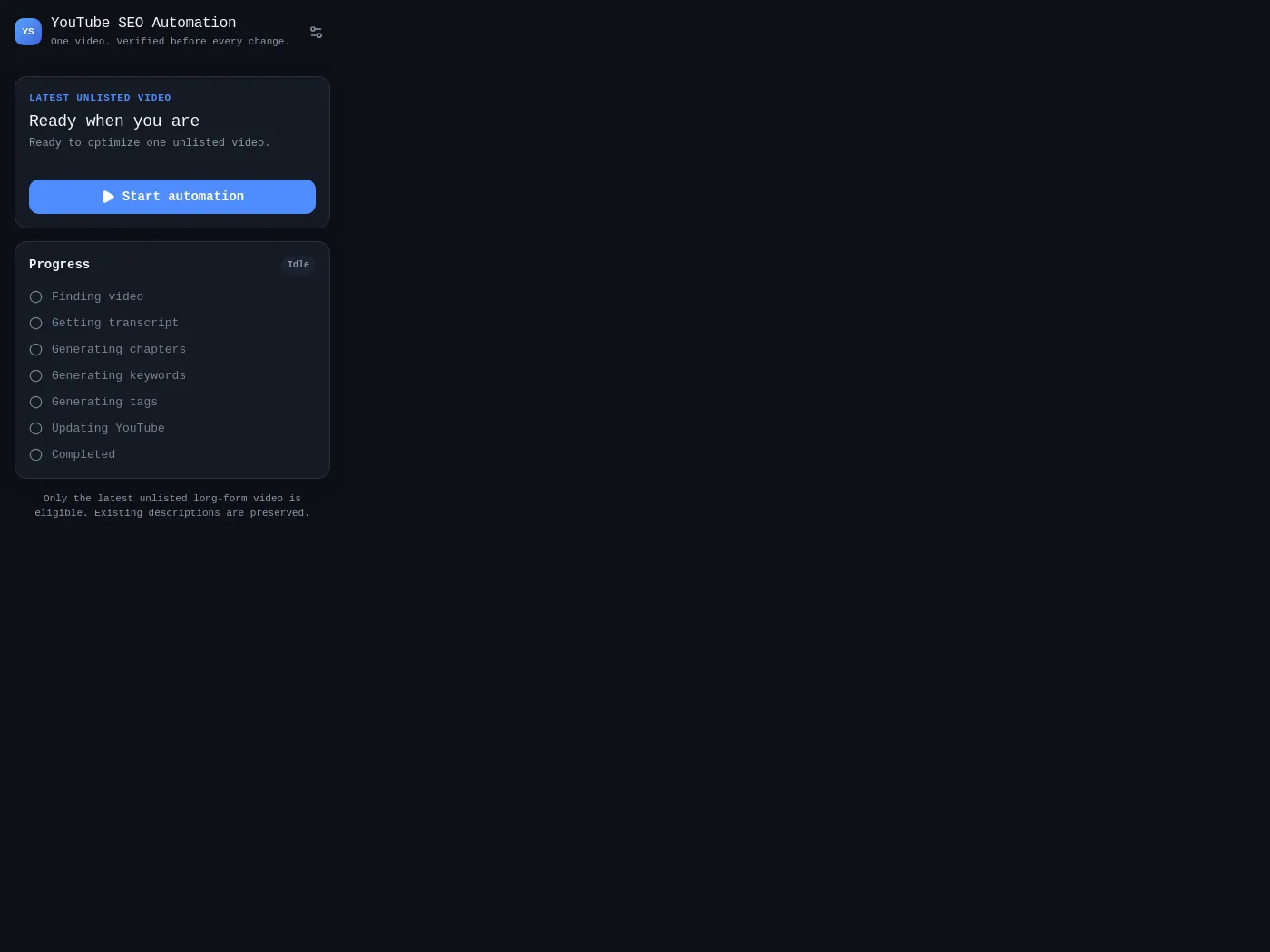 YouTube Studio SEO Automator