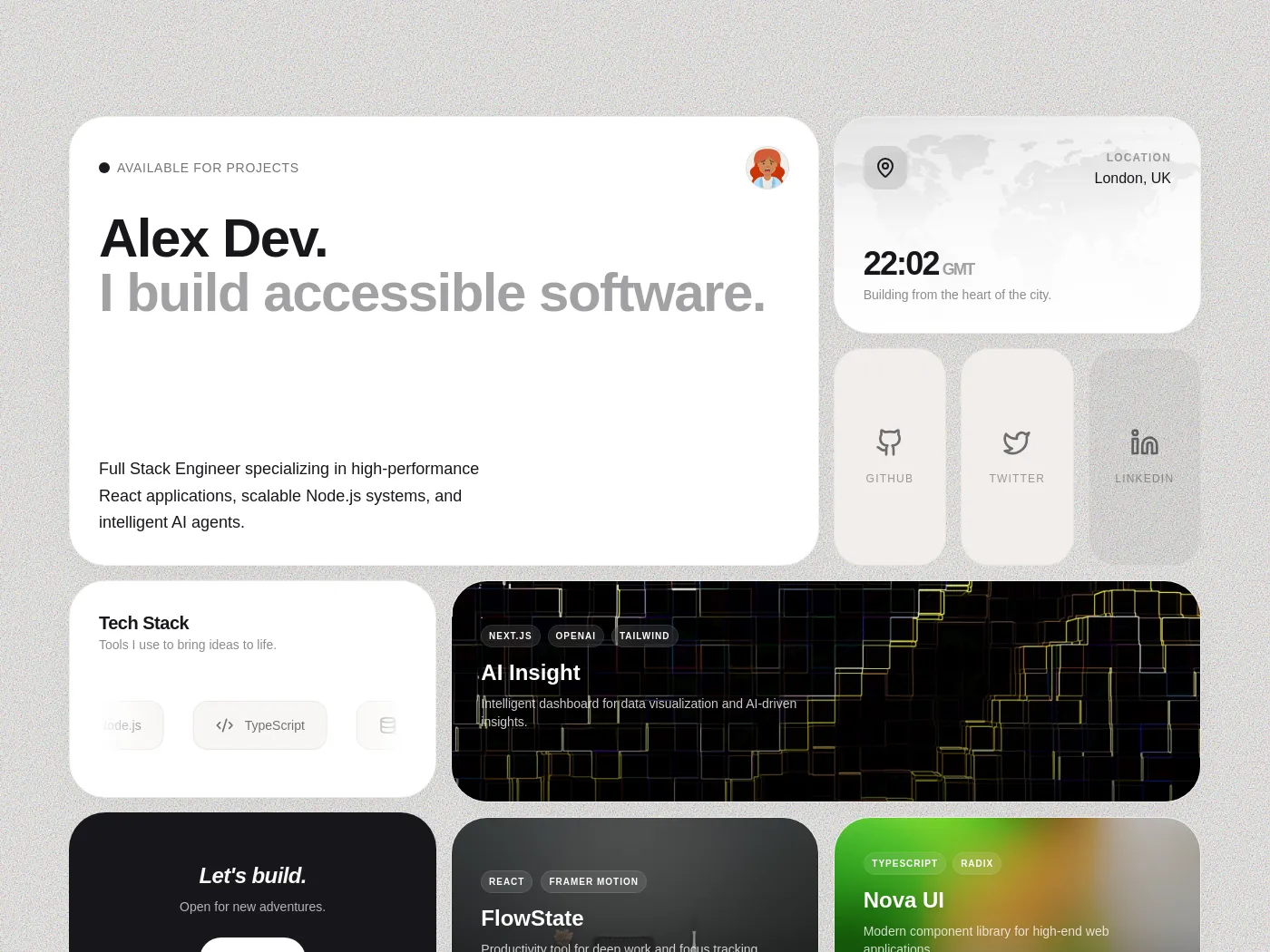 BentoGrid Portfolio (Remix)