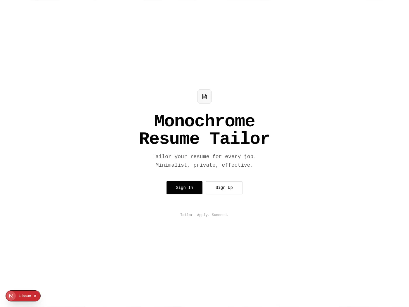 Monochrome Resume Tailor
