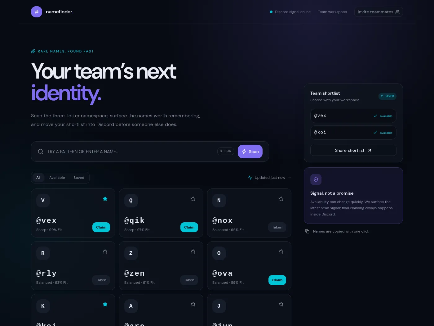 Discord Name Finder