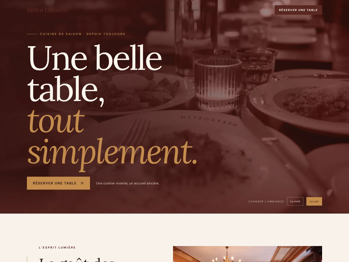 Bistro Lumière Website