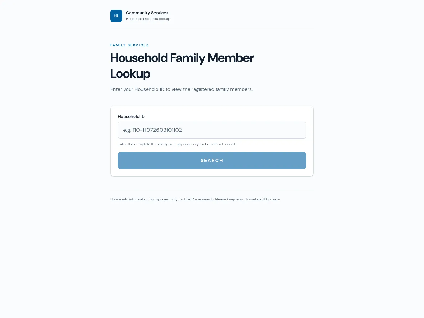 Family Lookup Portal