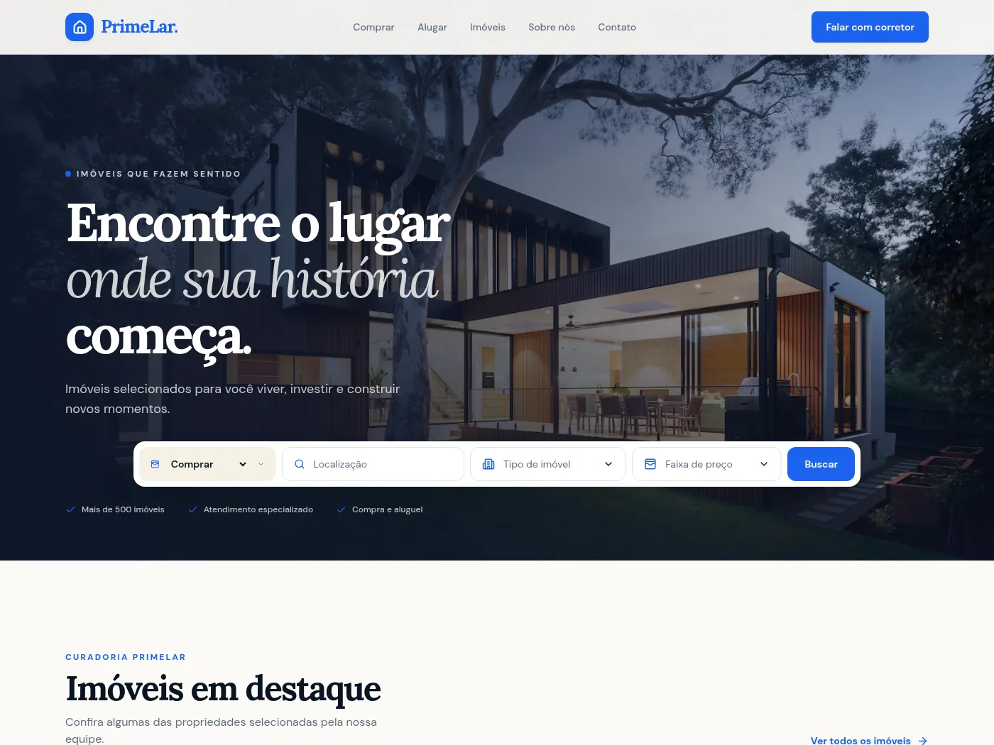 PrimeLar Imobiliária Site