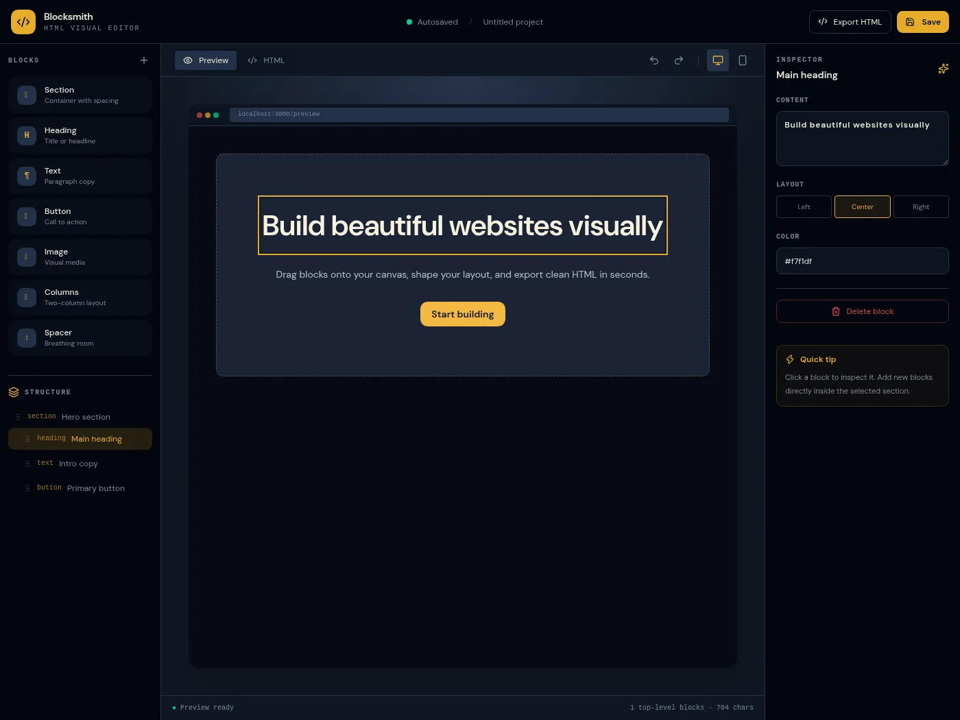 Block HTML Code Editor
