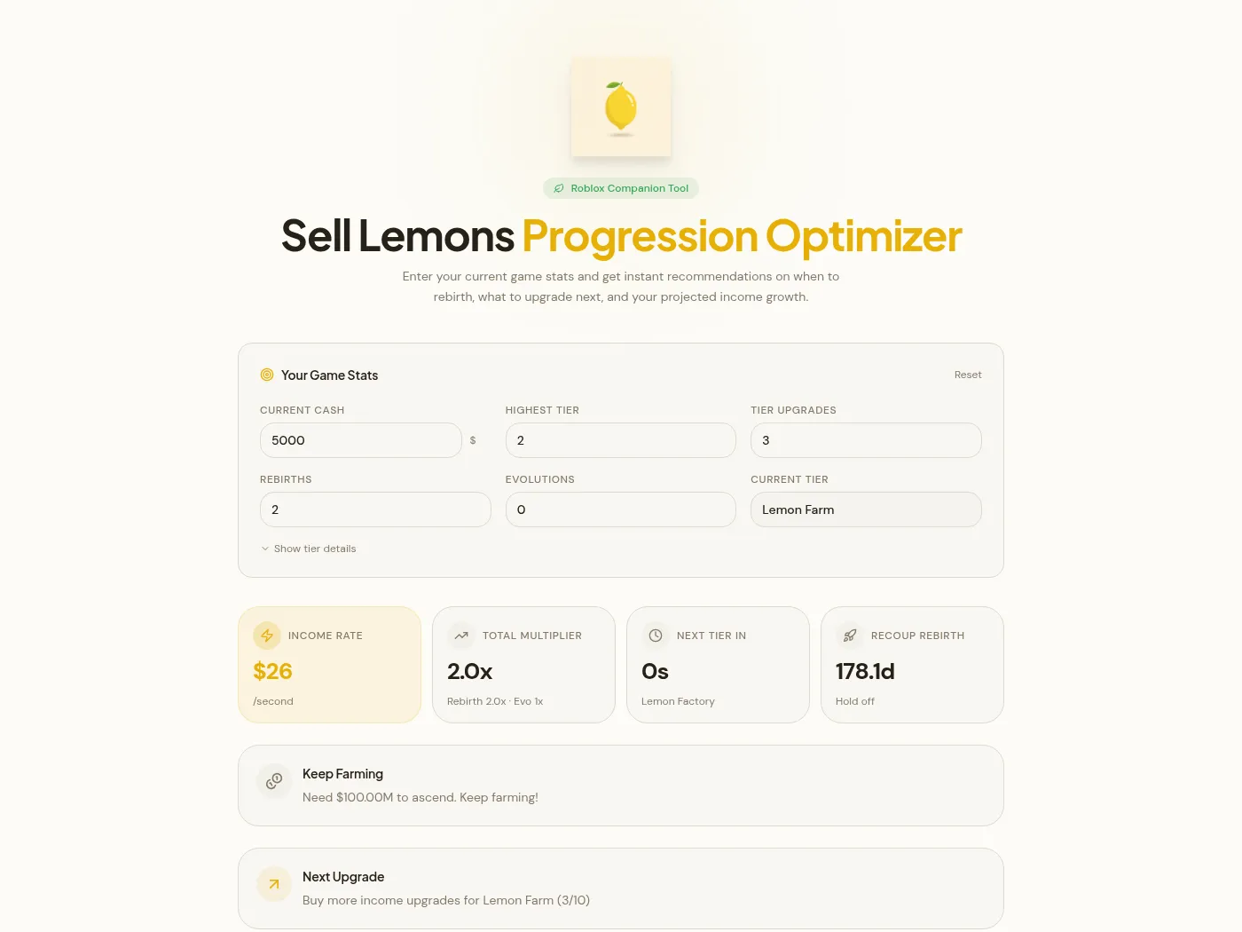 Lemon Tycoon Tracker