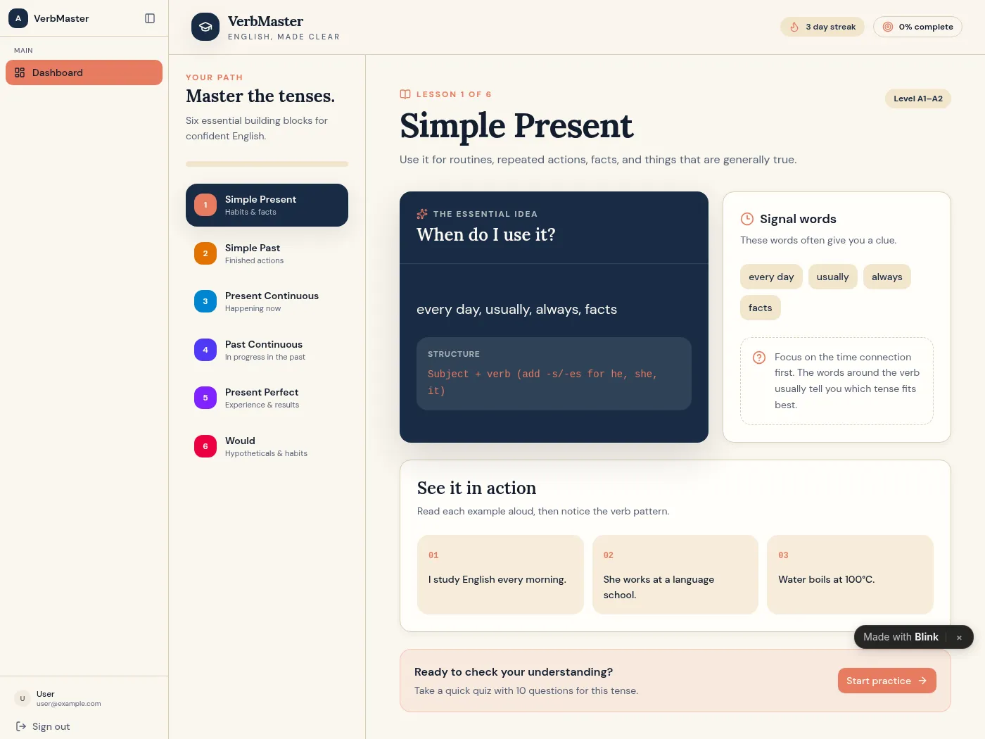 VerbMaster English App