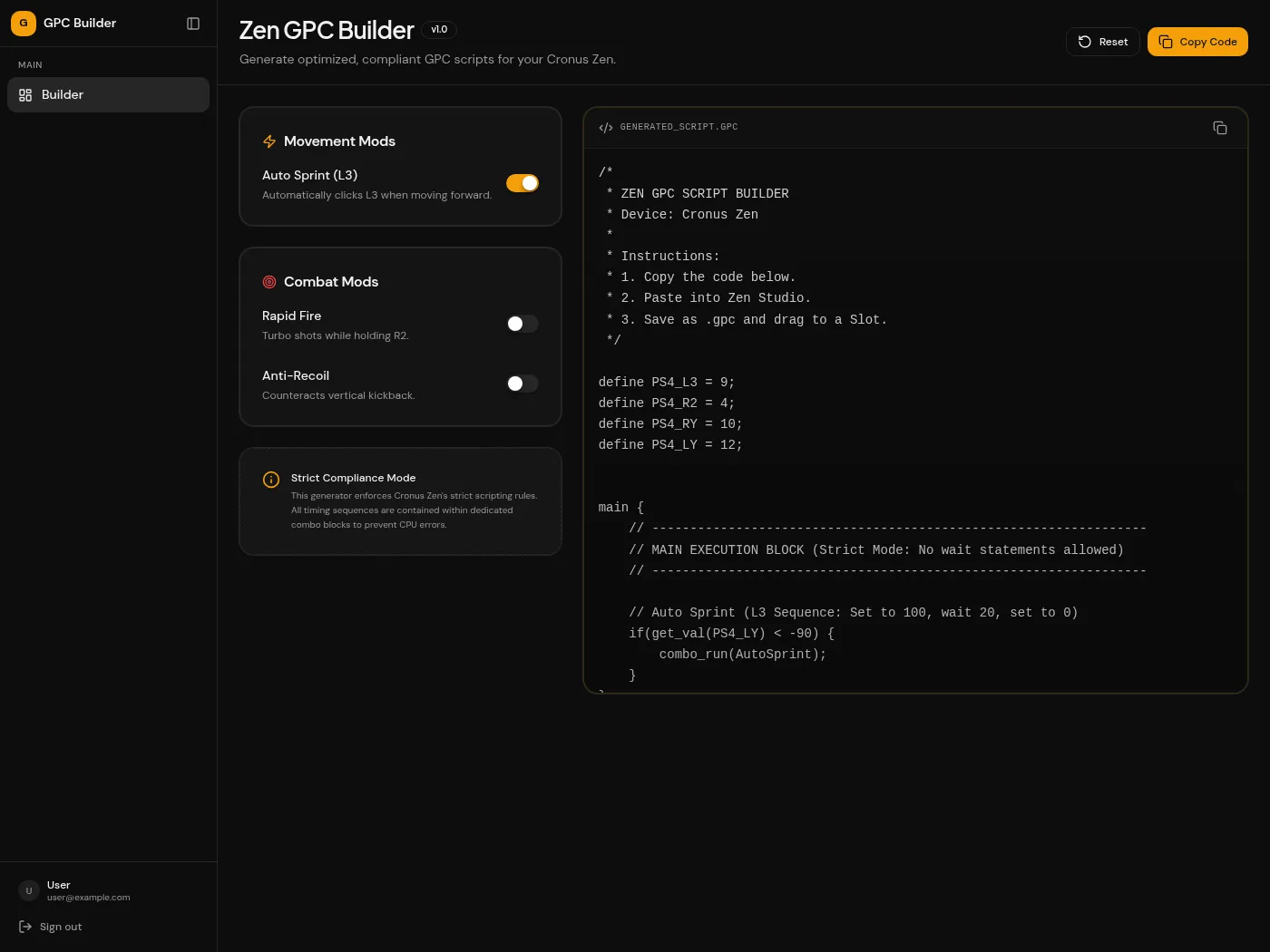 Zen GPC Script Builder