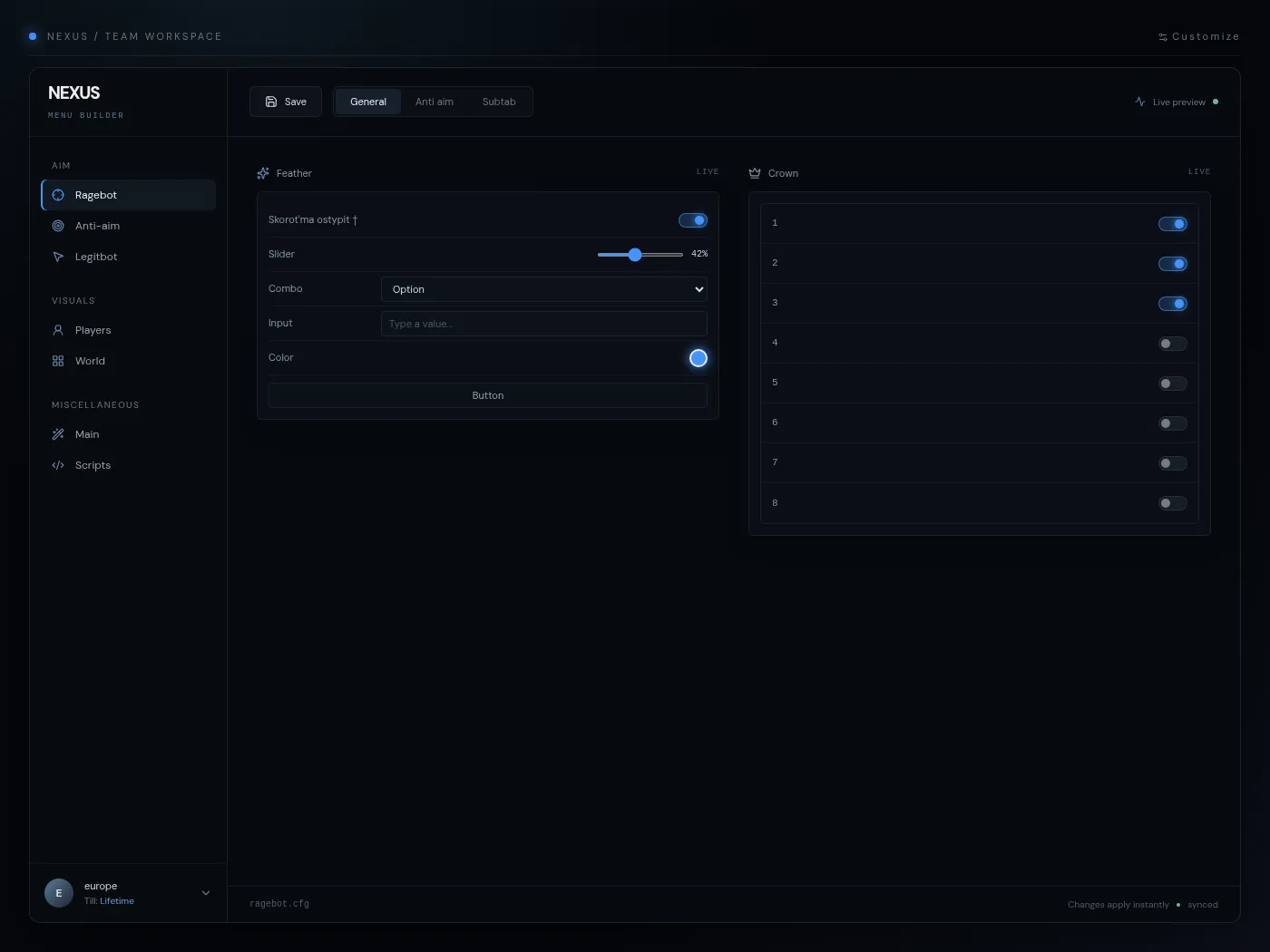 ImGui Web Menu Builder