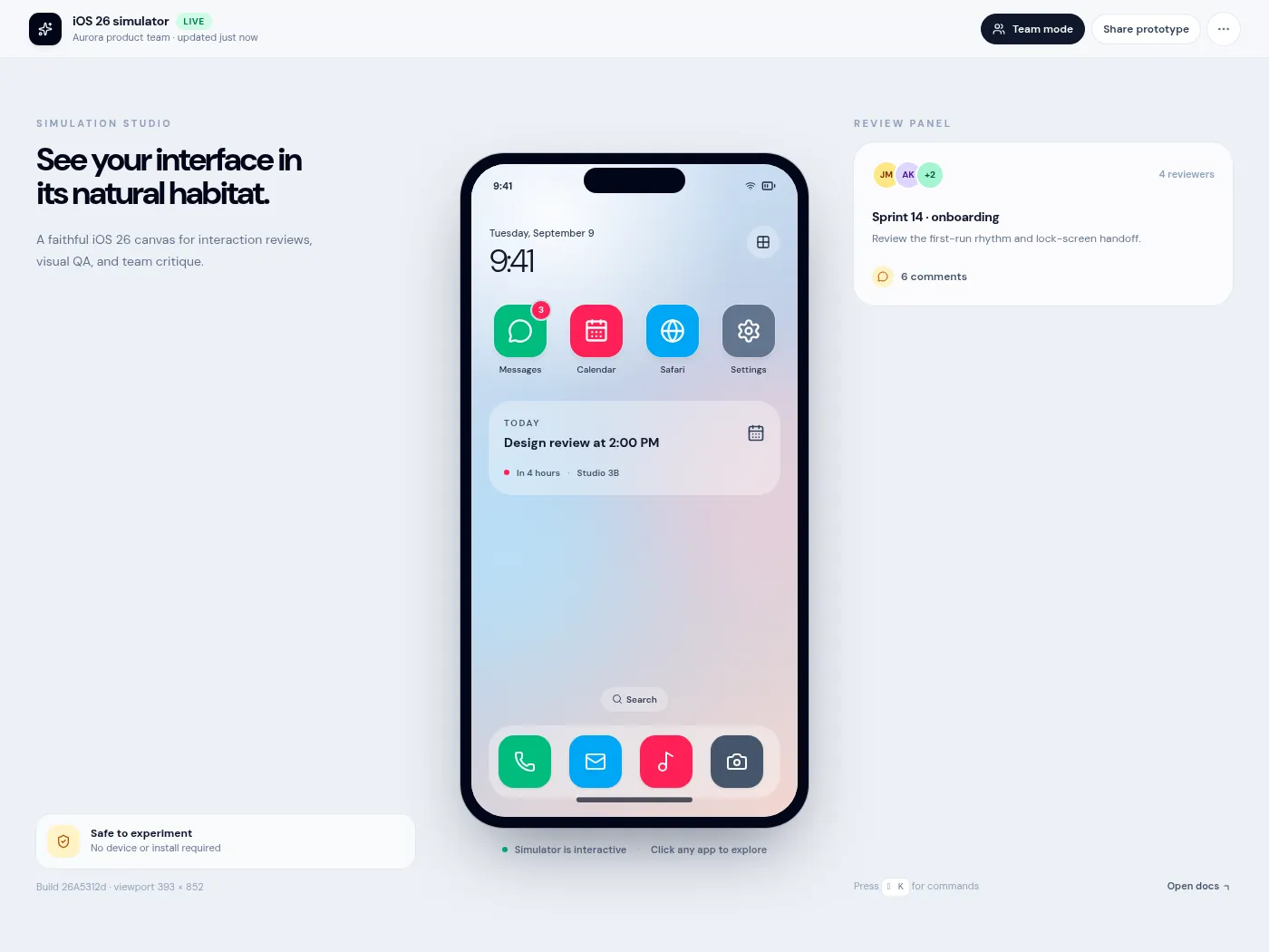iOS 26 Web Simulator
