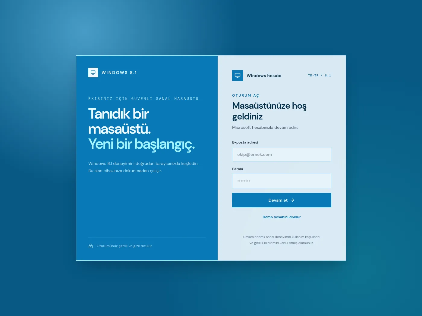 Tarayıcıda Windows 8.1