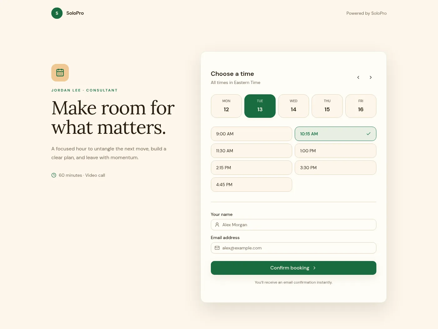 SoloPro Bookings