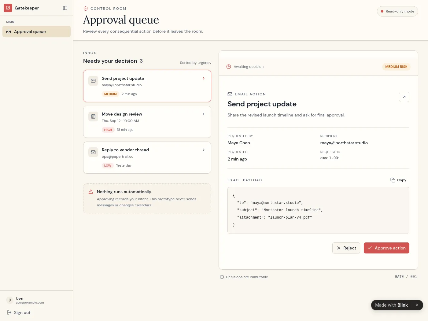 Action Approval Gateway