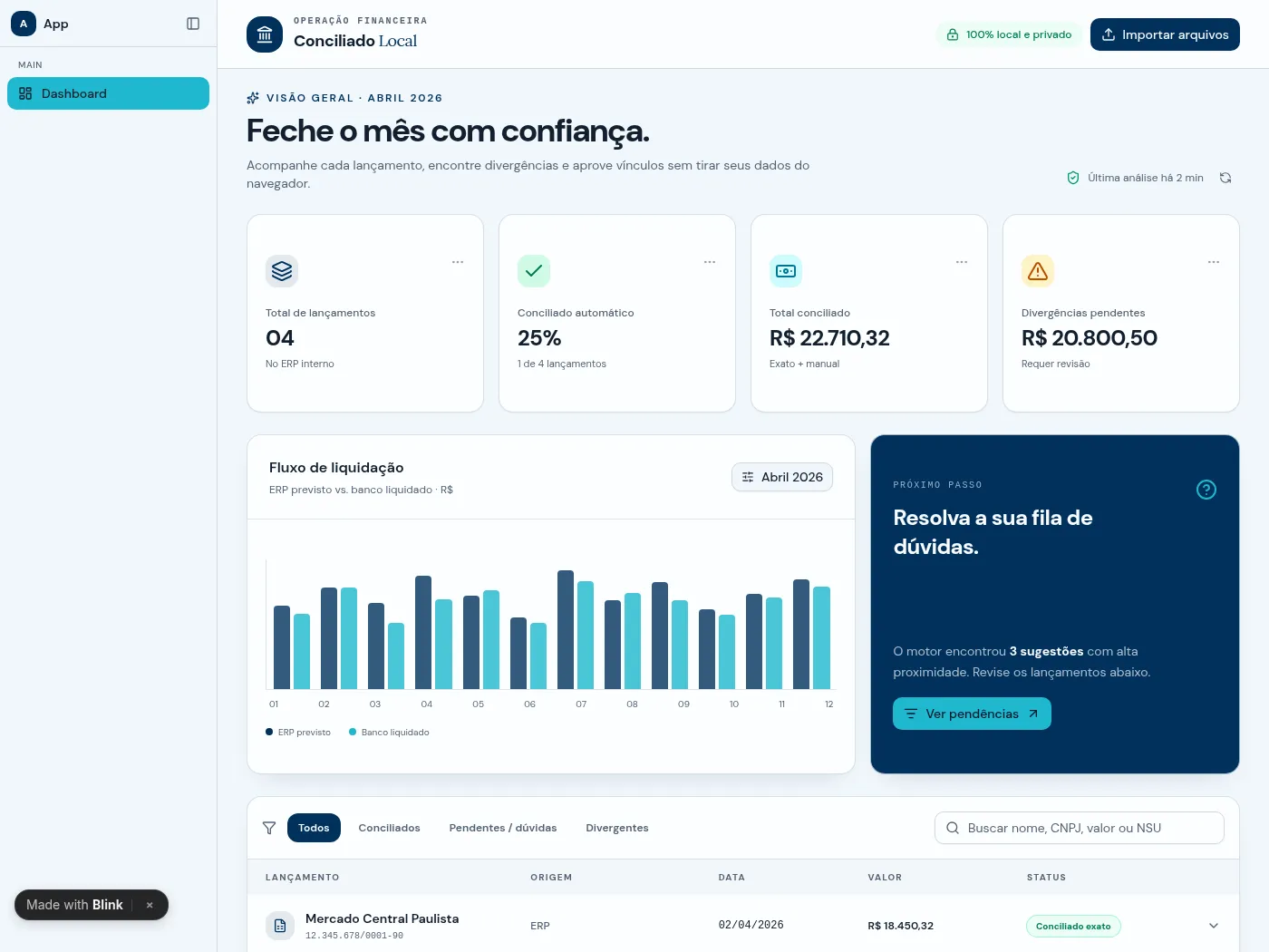 Conciliador FinTech Local