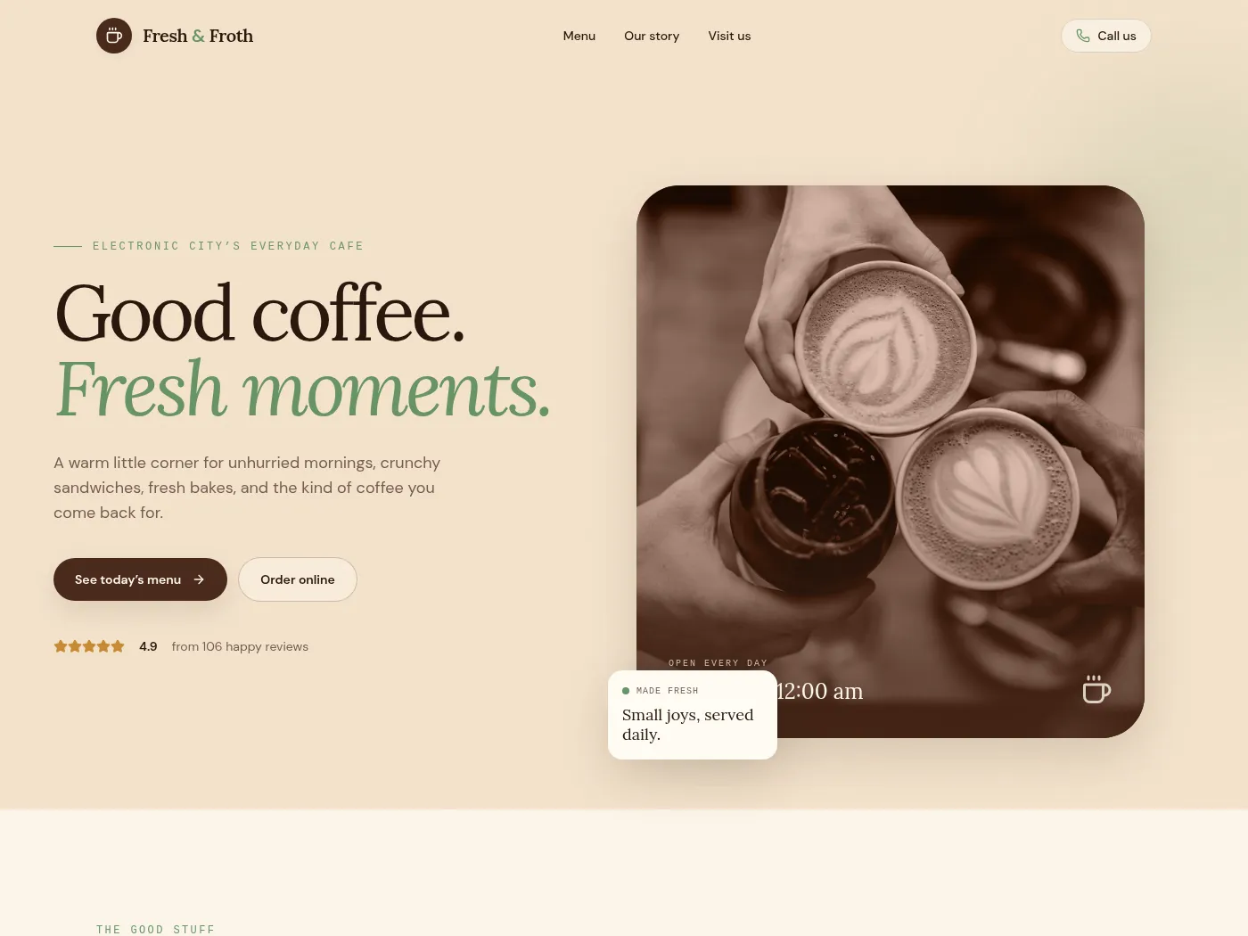 Fresh and Froth Cafe Site