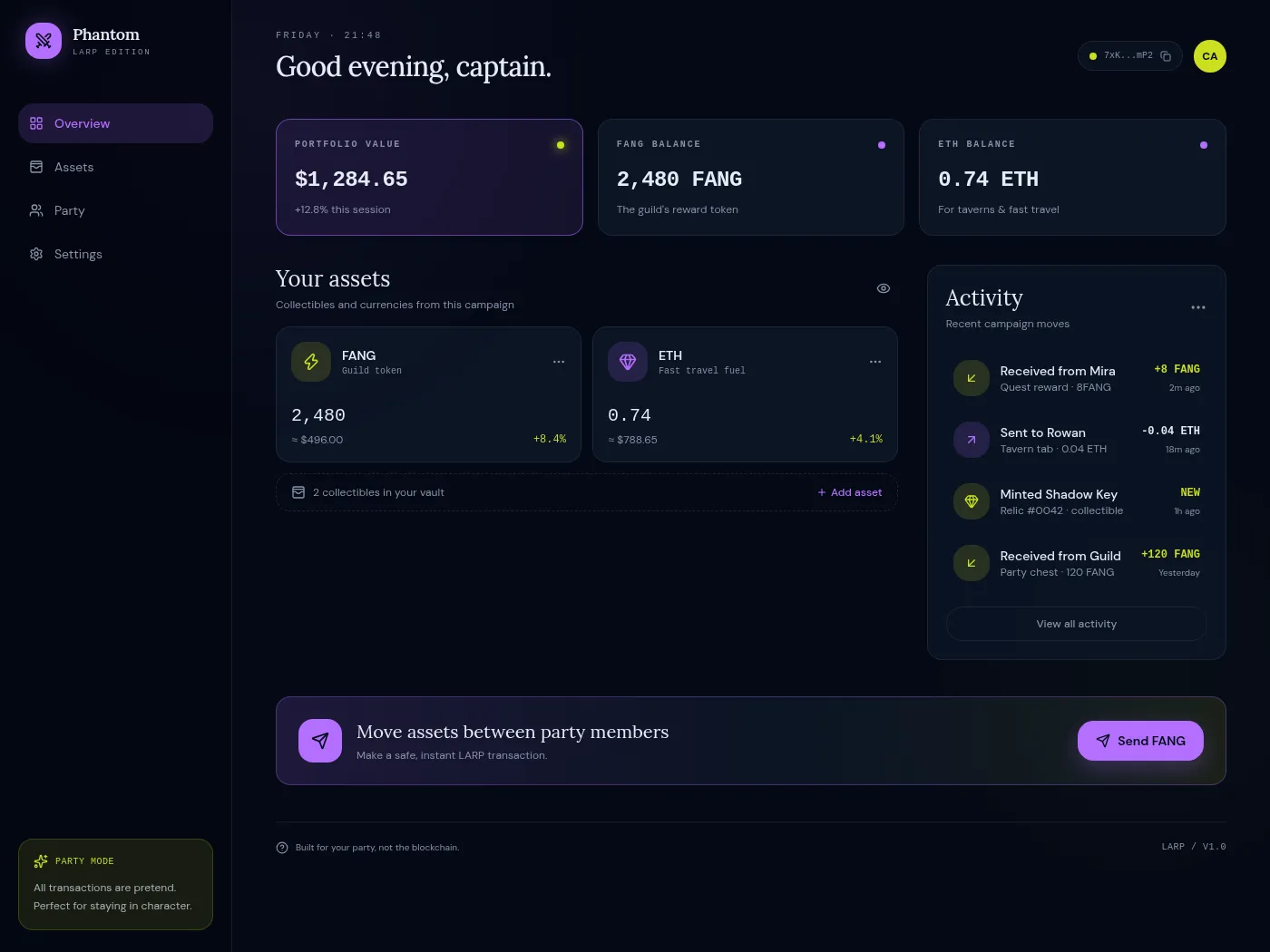 LARP Phantom Wallet Sim
