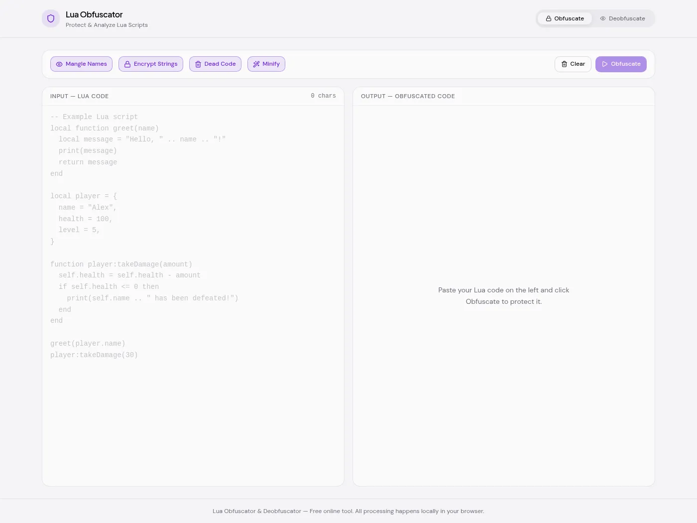 Lua Obfuscator & Deobfuscator