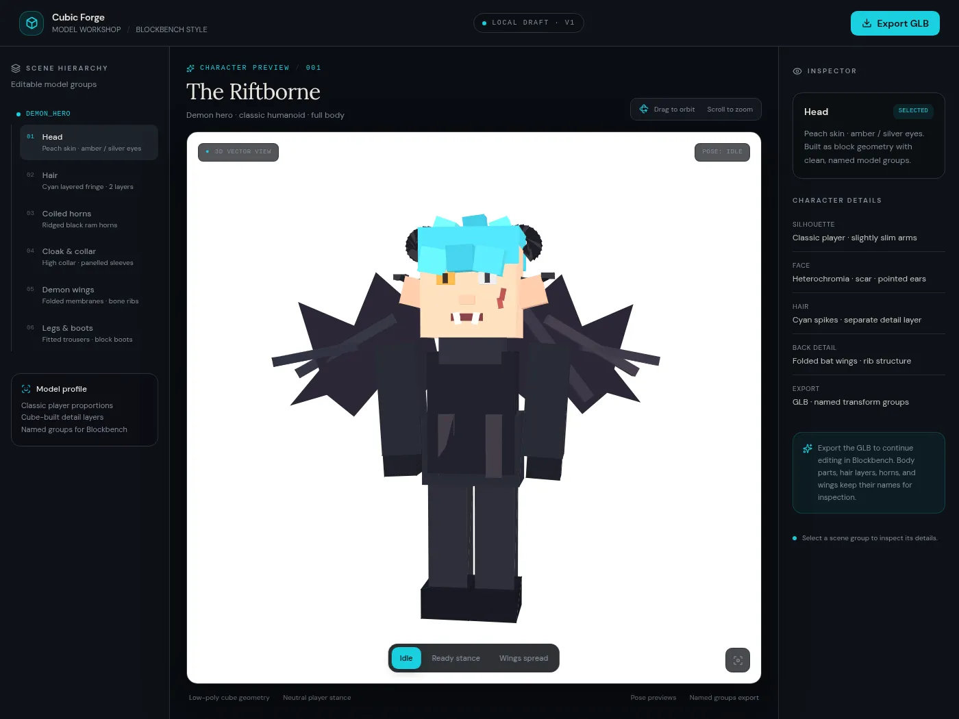 Cubic Demon Hero Model