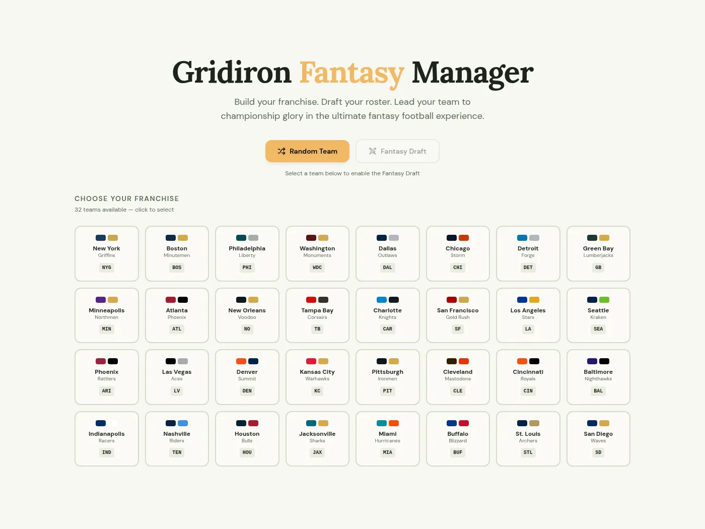 Gridiron Fantasy Manager