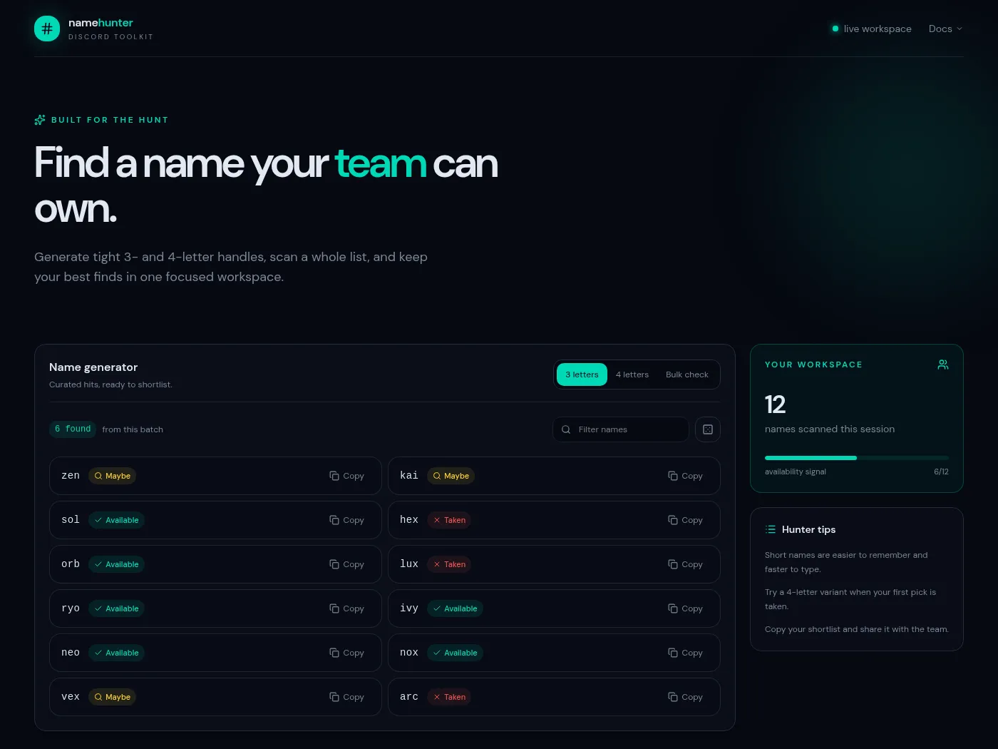Discord Name Hunter