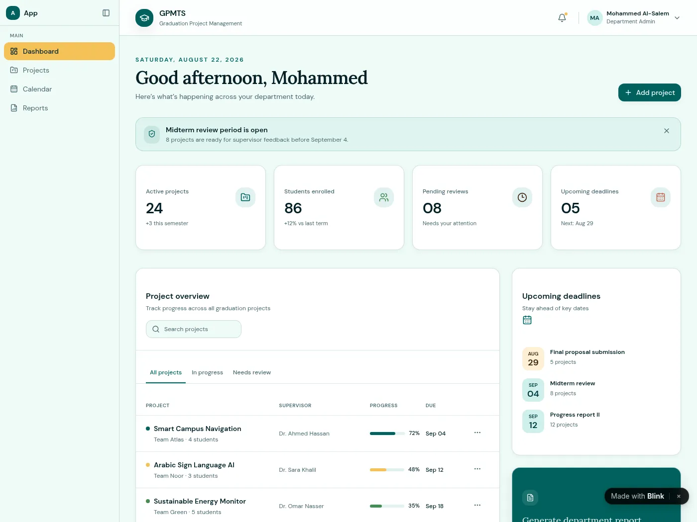 GradProject Tracker
