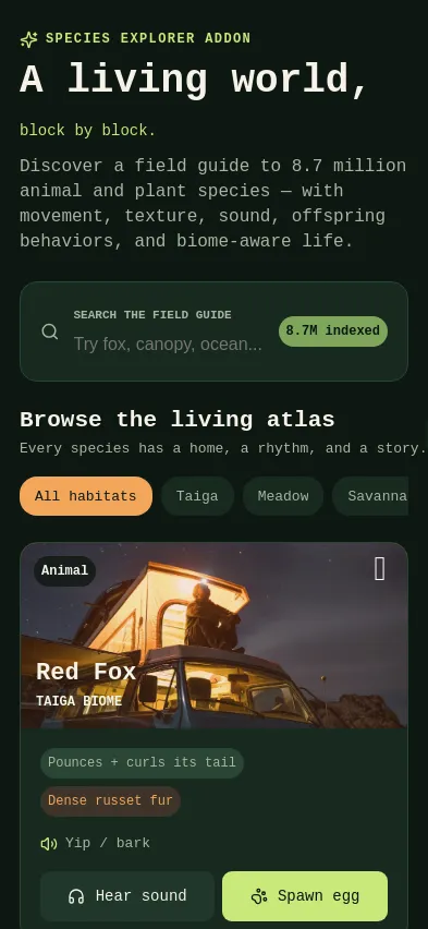 Species Explorer Addon