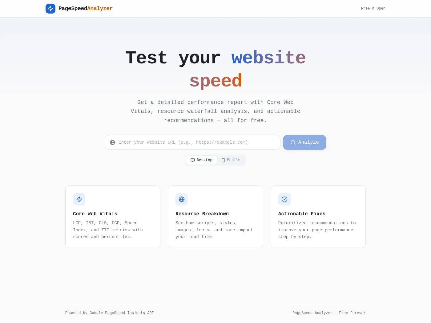 PageSpeed Analyzer