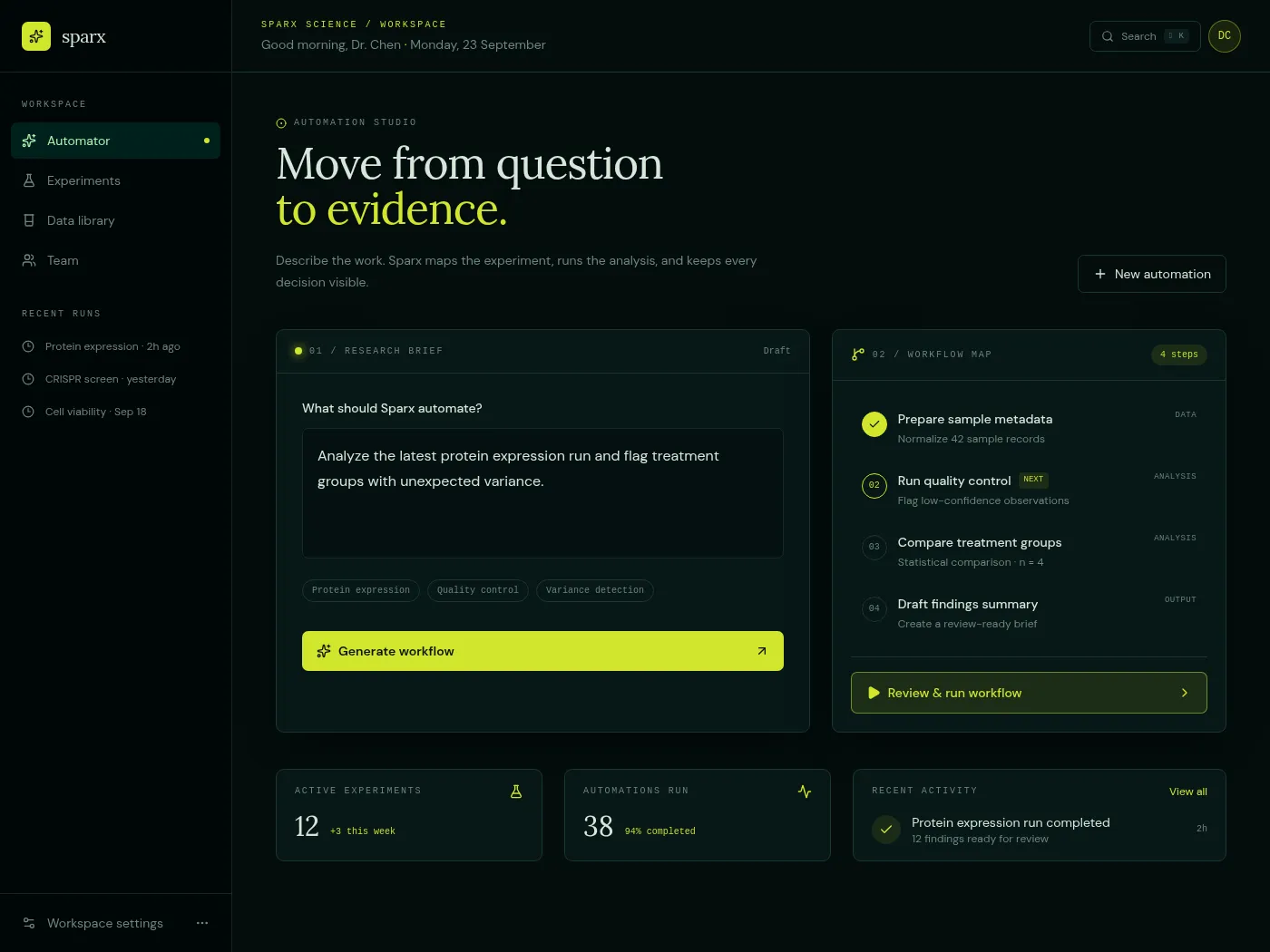 Sparx Science Workflow