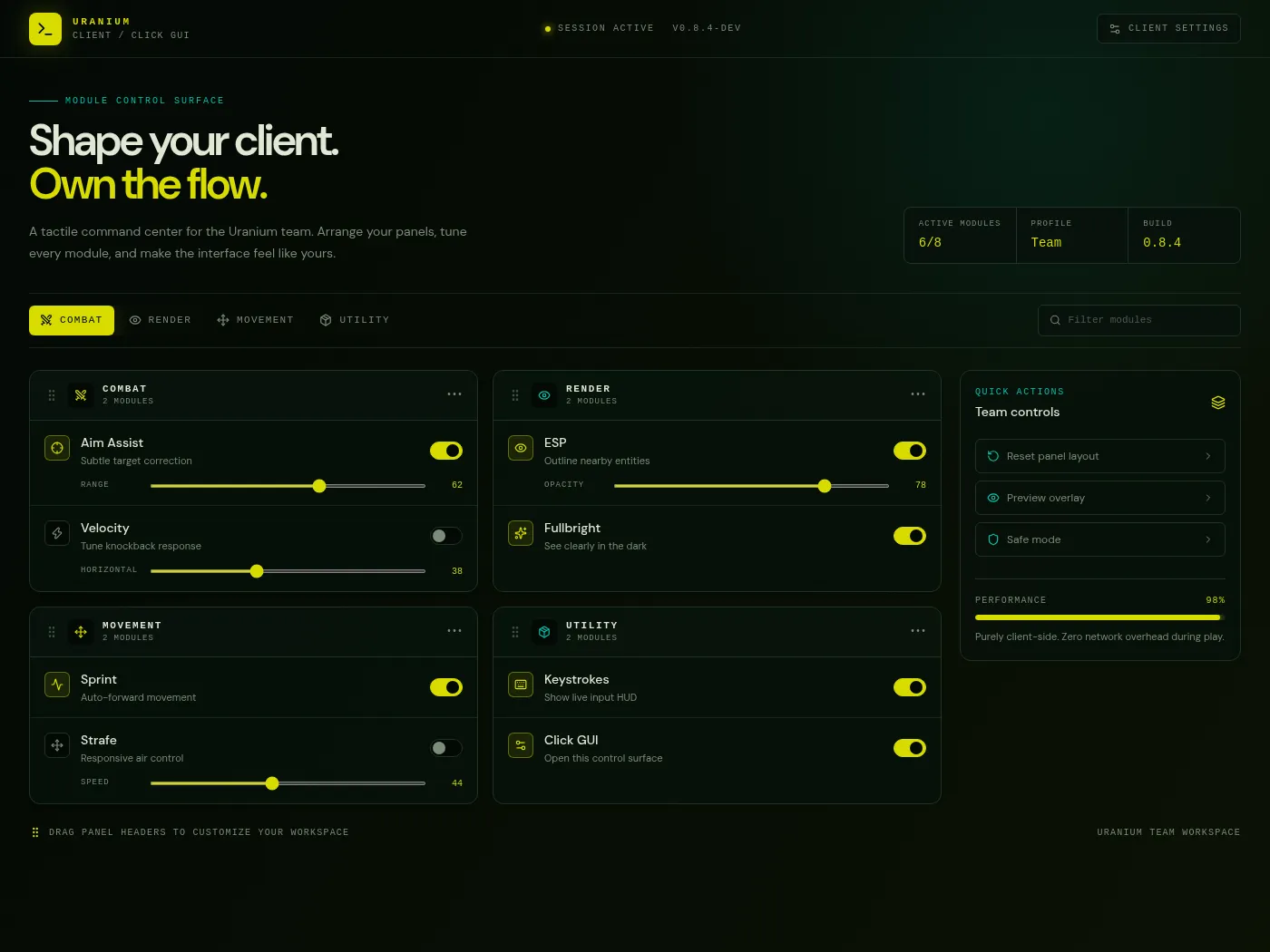 Uranium Minecraft Mod UI