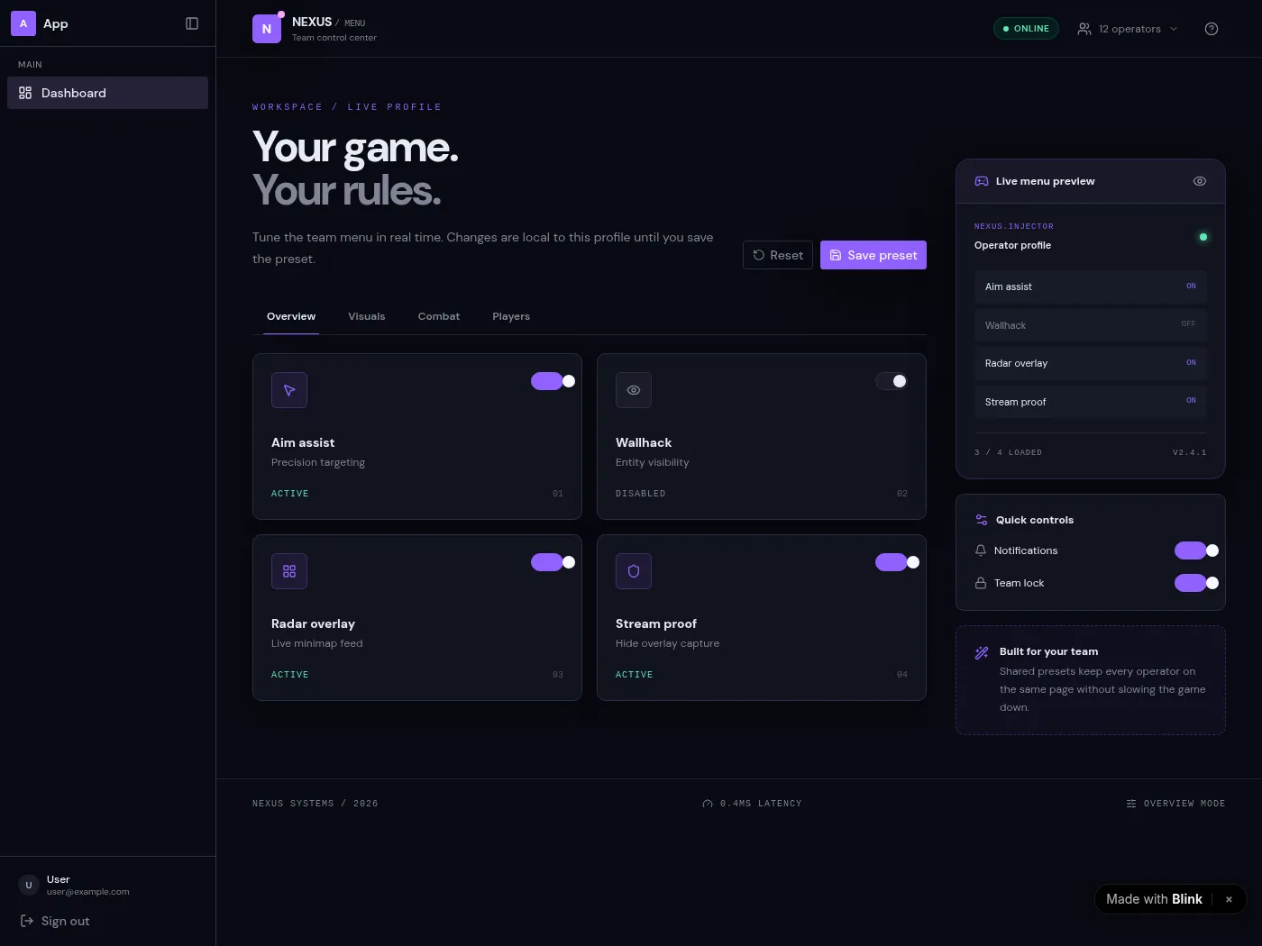 Custom ImGui Web Menu