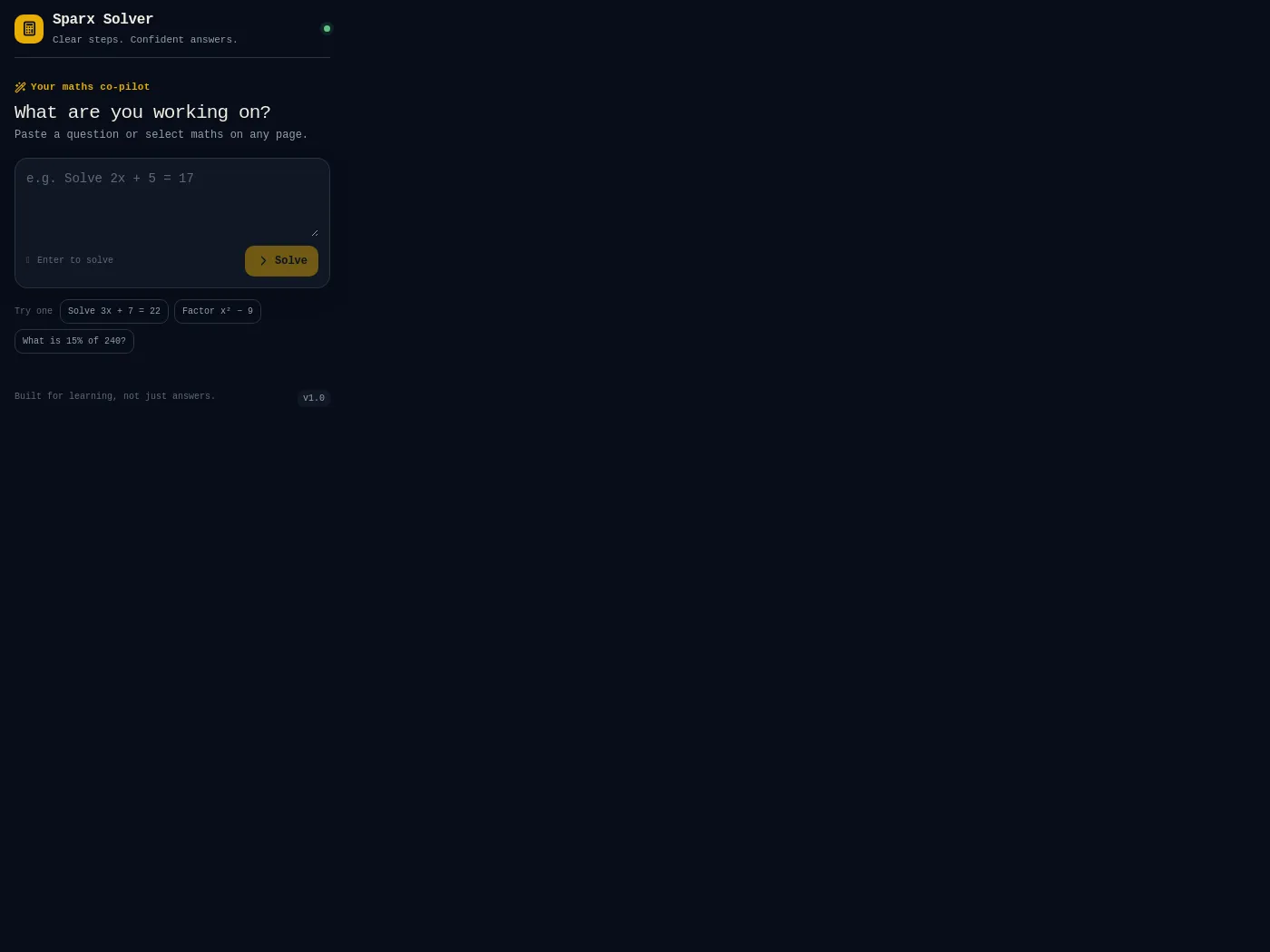Sparx Math Solver Extension