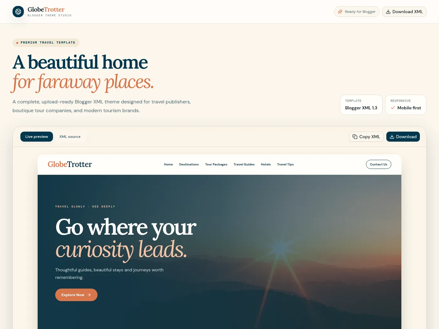 GlobeTrotter Blogger Theme