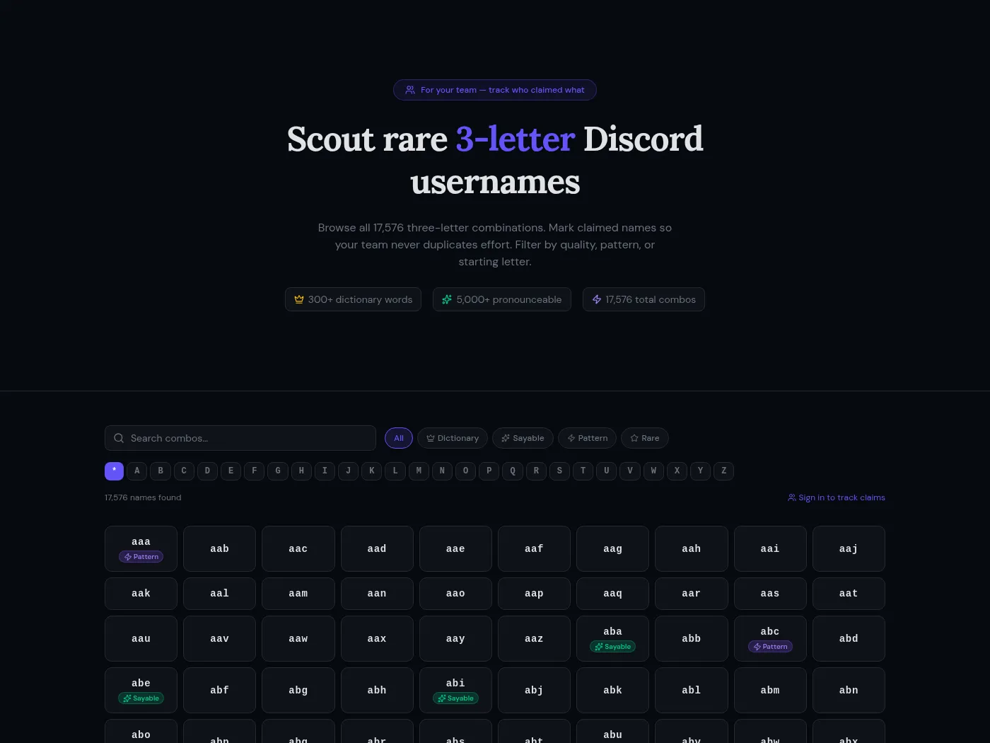 Discord 3-Letter Scout