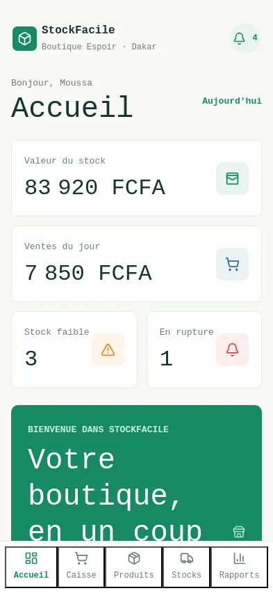 StockFacile Mobile Manager