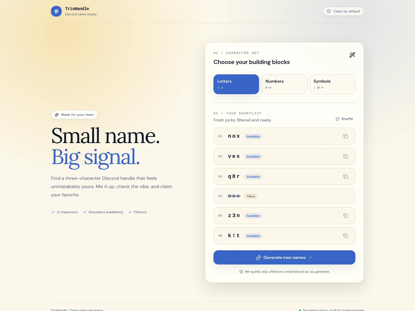 TrioHandle Discord Generator