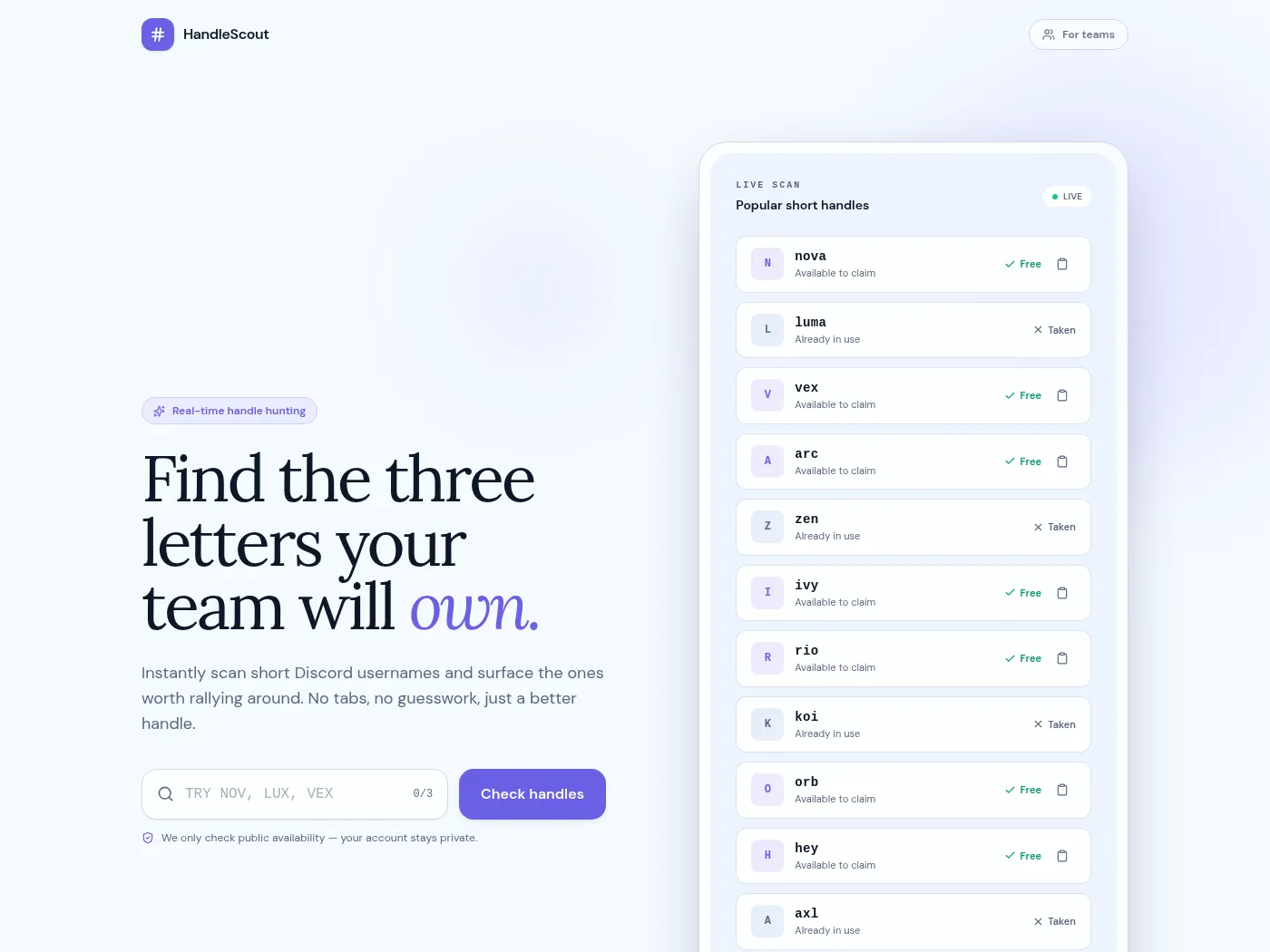 Discord Handle Checker