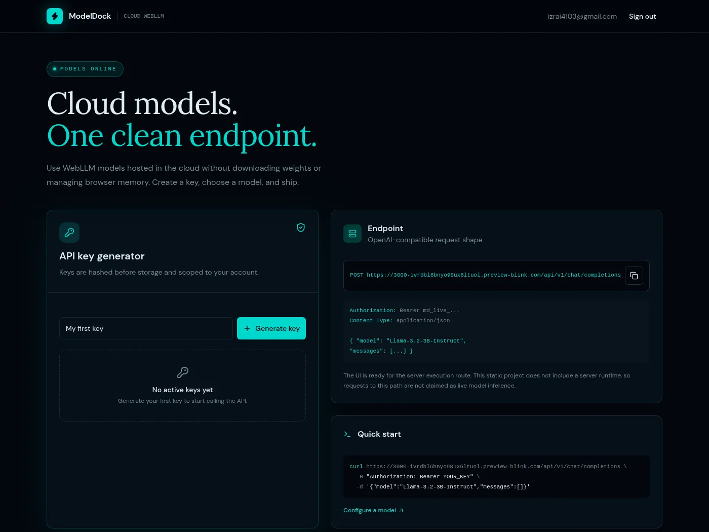 Cloud WebLLM API Hub