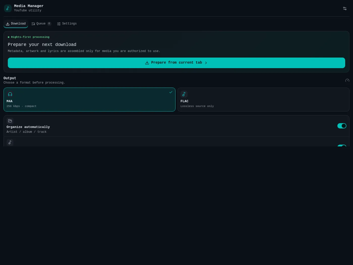 YouTube Media Manager Extension