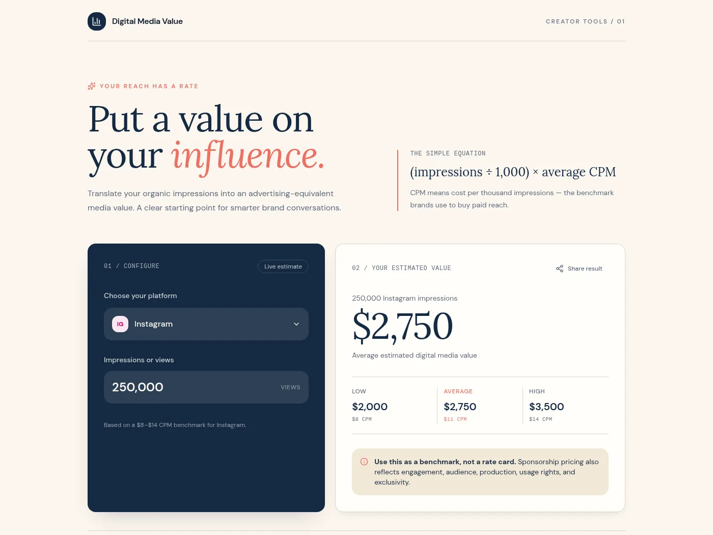 Influencer Value Calculator