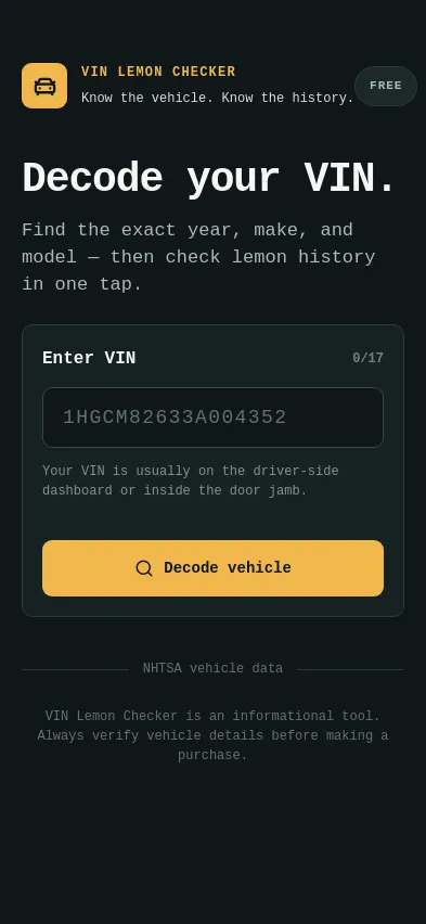 VIN Lemon Checker