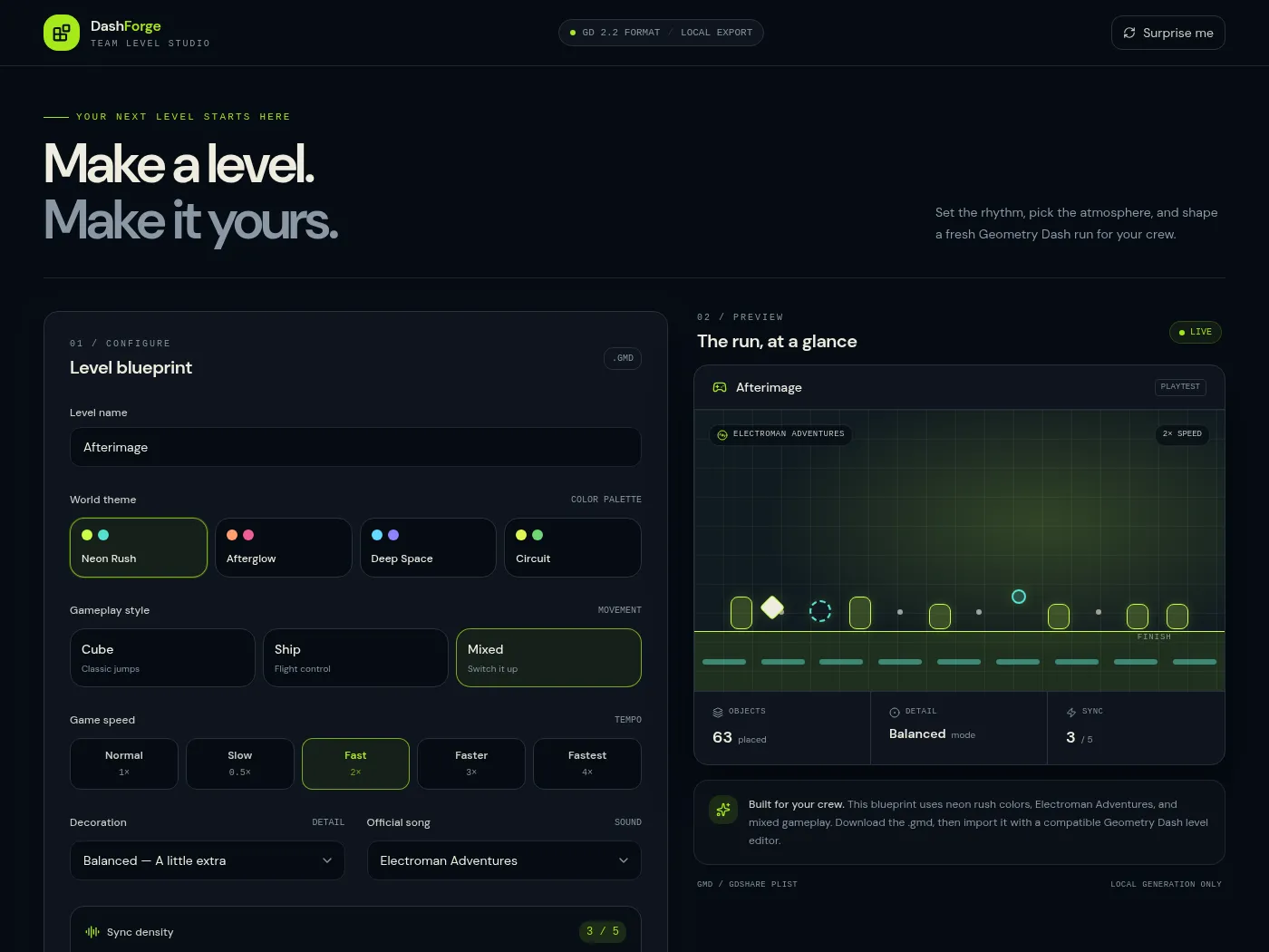 Dash File Generator
