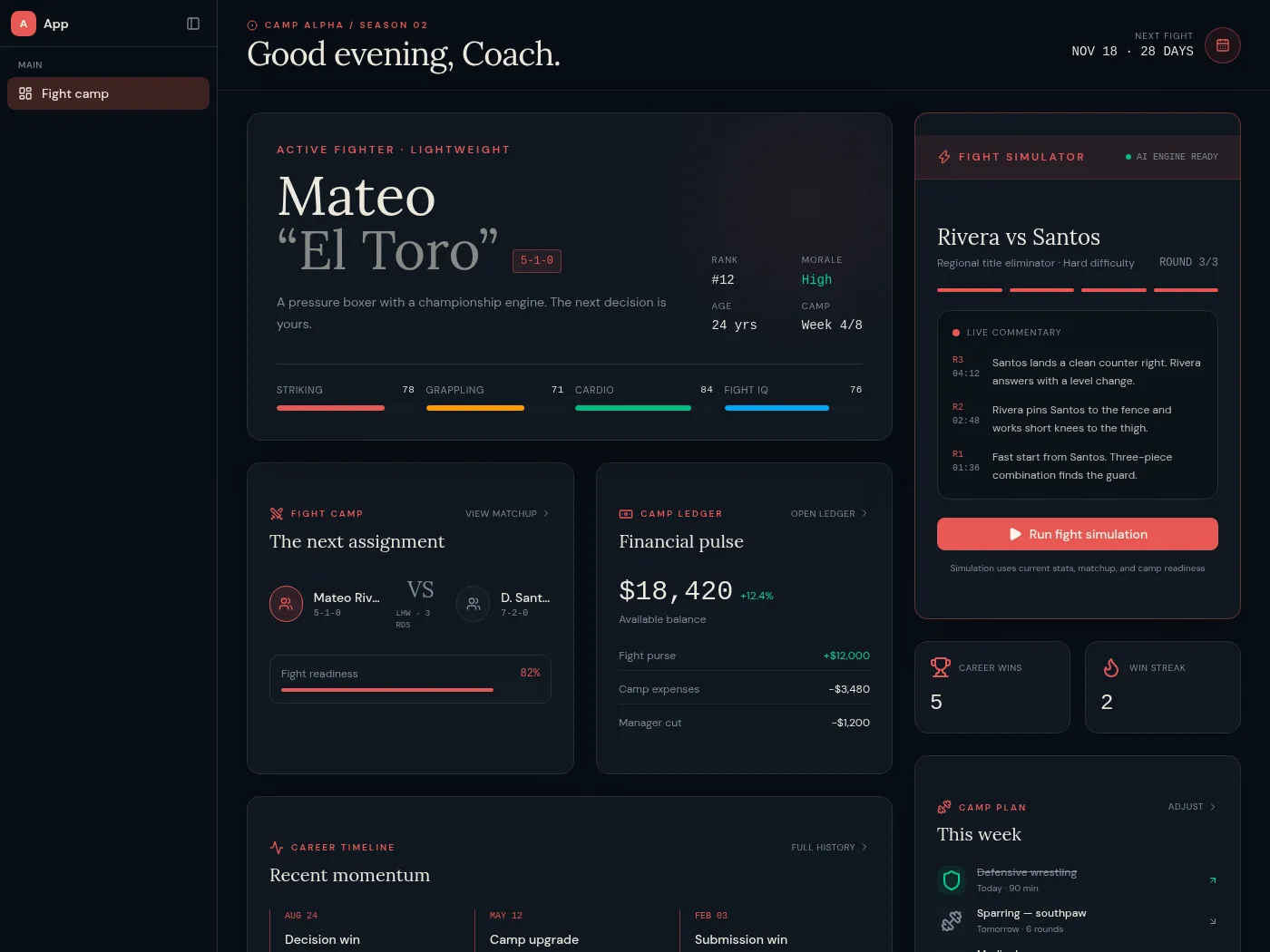 Fighter Career Manager
