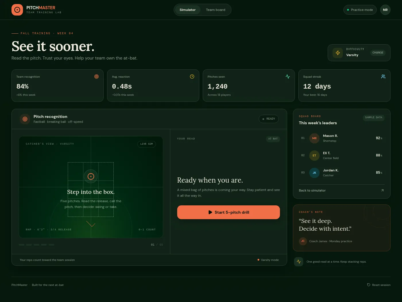 PitchMaster Simulator